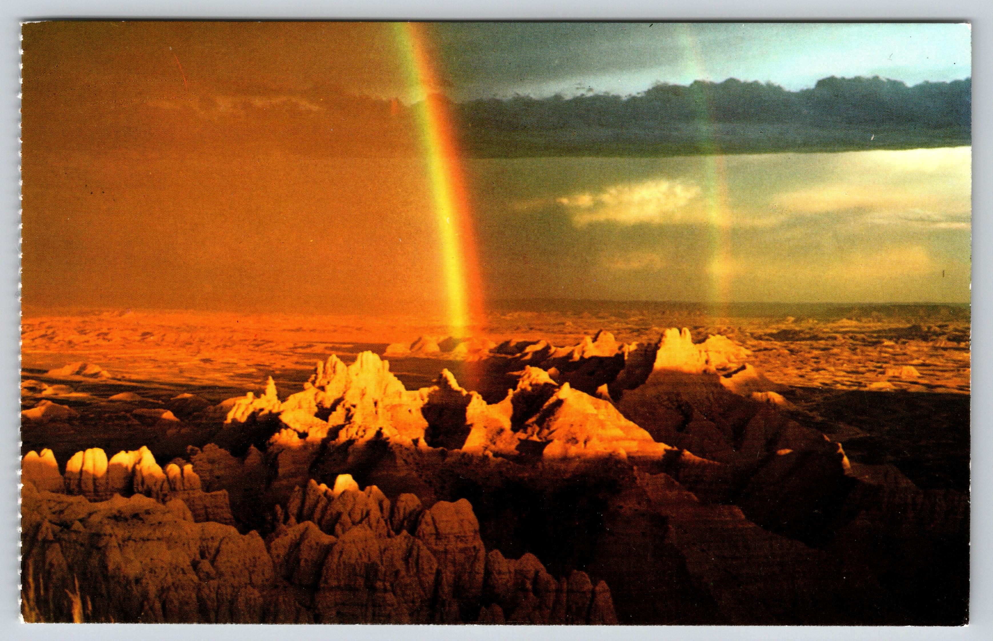 Postcard Pot of Gold Badlands South Dakota Rainbow on a Geologic Landscape