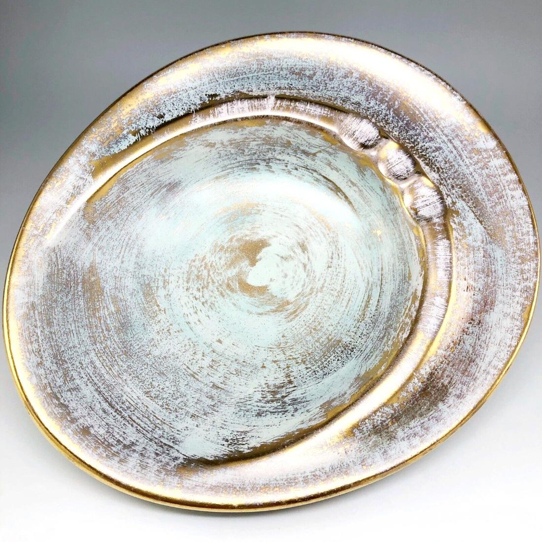 Stangl Pottery Safety Ashtray MCM Brushed Blue Gold Cigarette Vintage ...