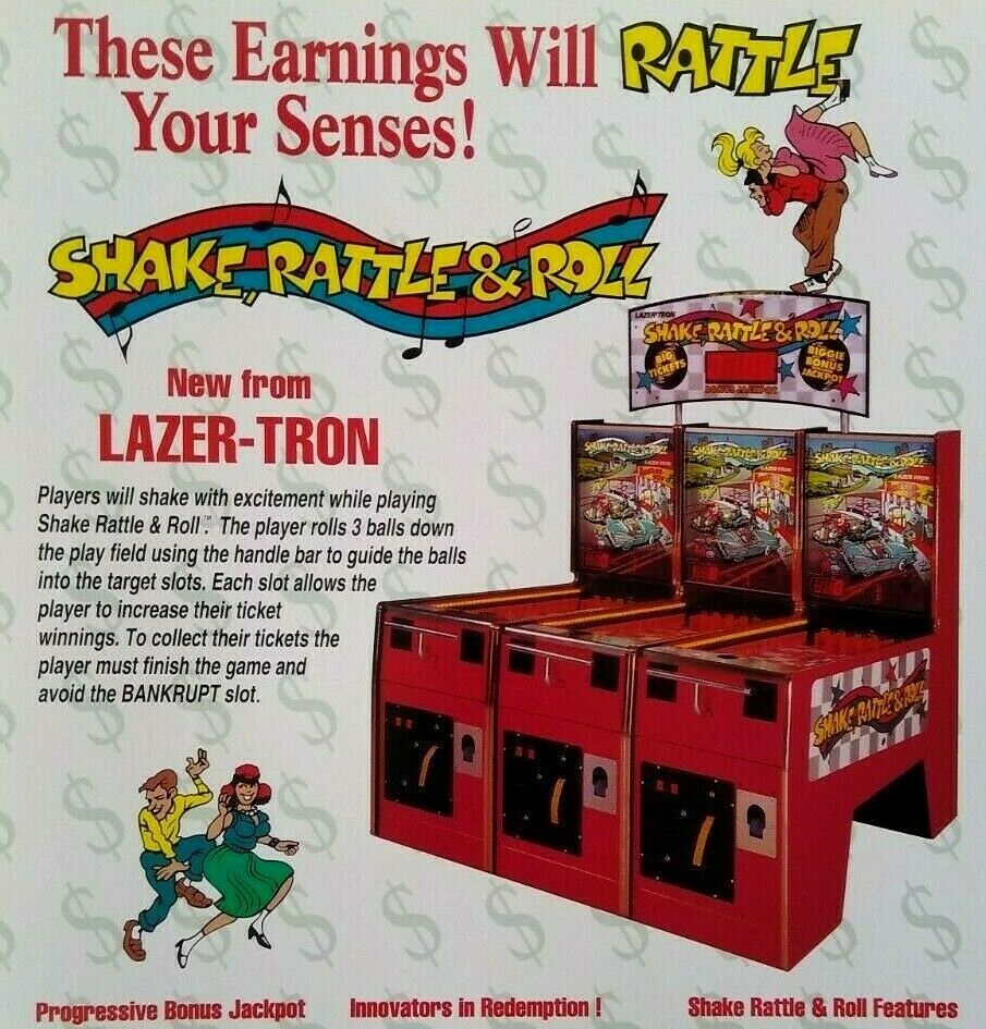 Lazer-Tron Shake Rattle & Roll Arcade Flyer Original Redemption Game ...