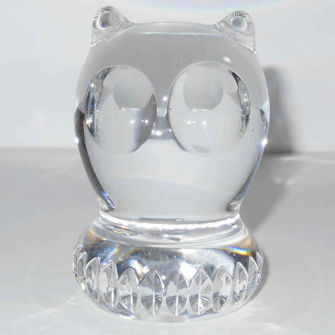 Vintage SPODE England Lead Crystal OWL Paperweight Bird