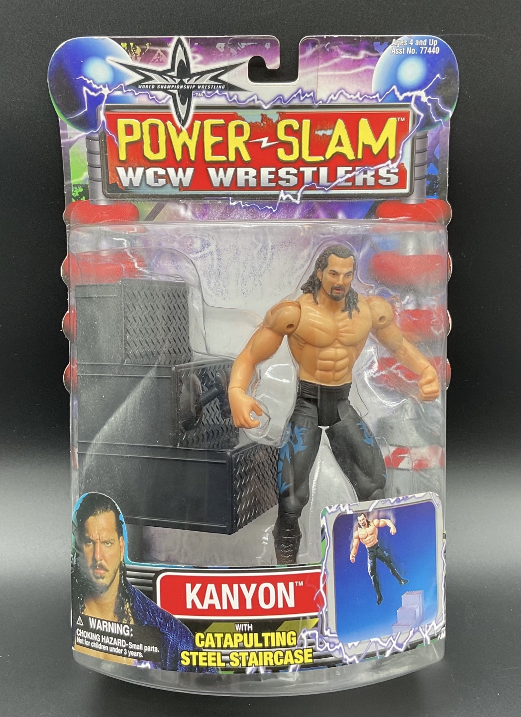 Vtg. Power Slam WCW Wrestlers NIP Kanyon W/ Staircase Action Figure 2000 ToyBiz