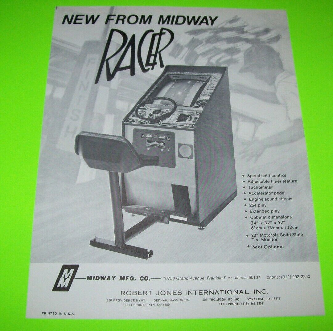 Racer Arcade FLYER Original 1975 Black And White Promo Game Retro ...