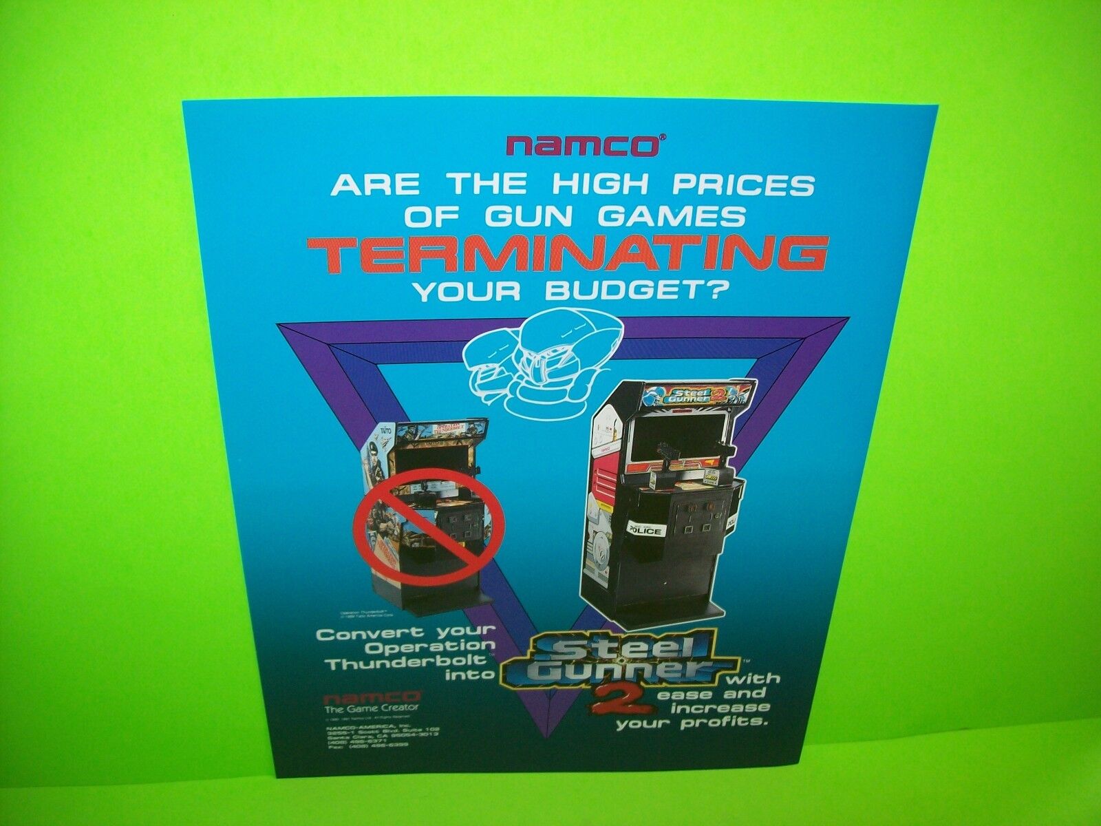 STEEL GUNNER 2 1991 Original NOS Video Arcade Game Flyer Vintage Retro