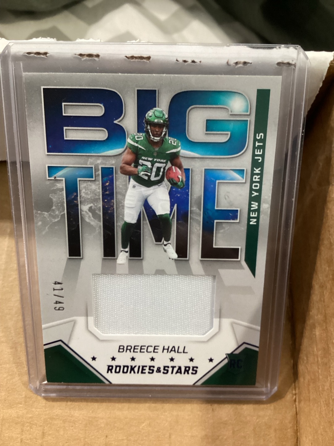 2022 Rookies & Stars Breece Hall RC Big Time 3 Color Jersey Patch #’d 41/49