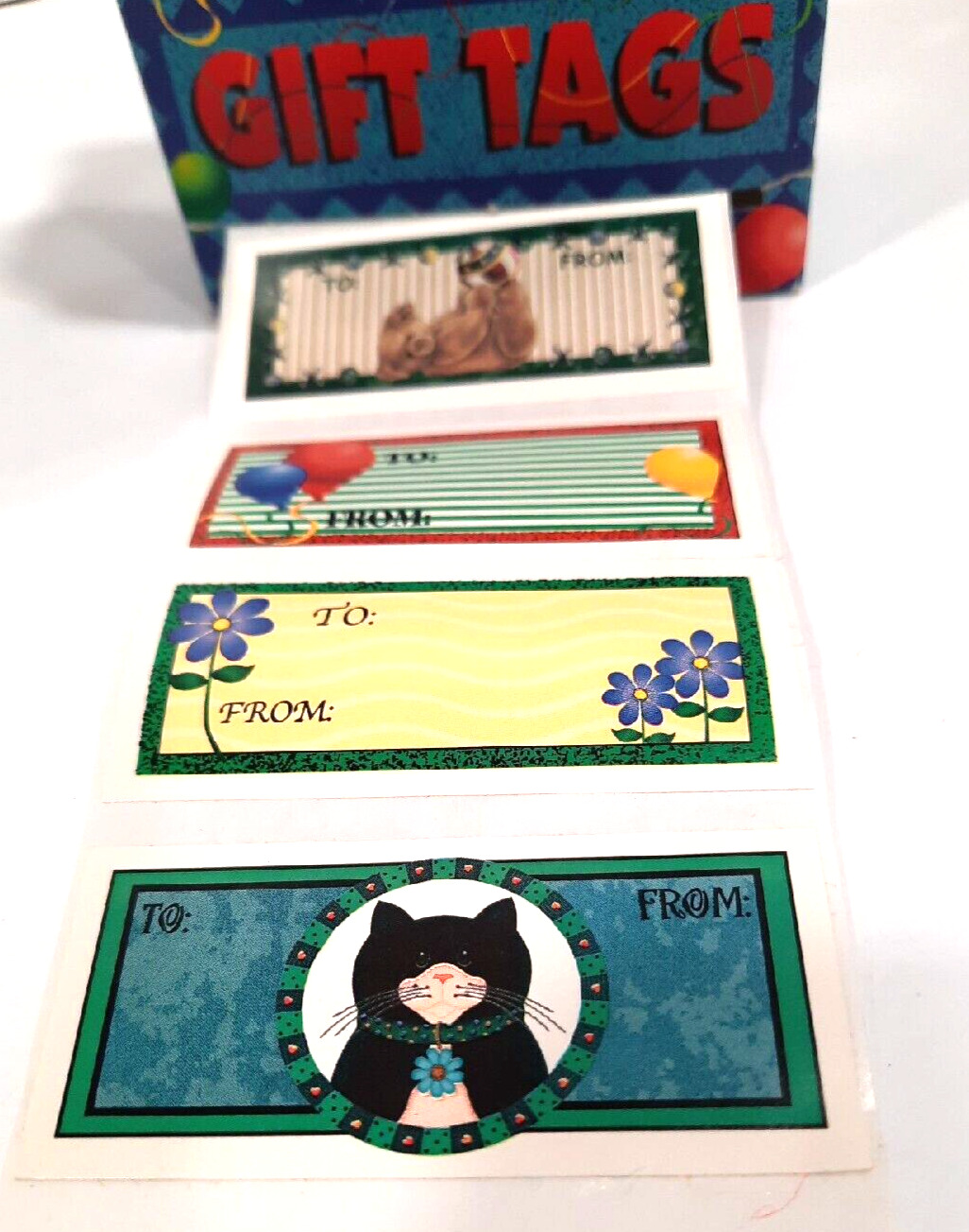 1990's Assorted Gift Tags Stickers In Orig Dispensing Box