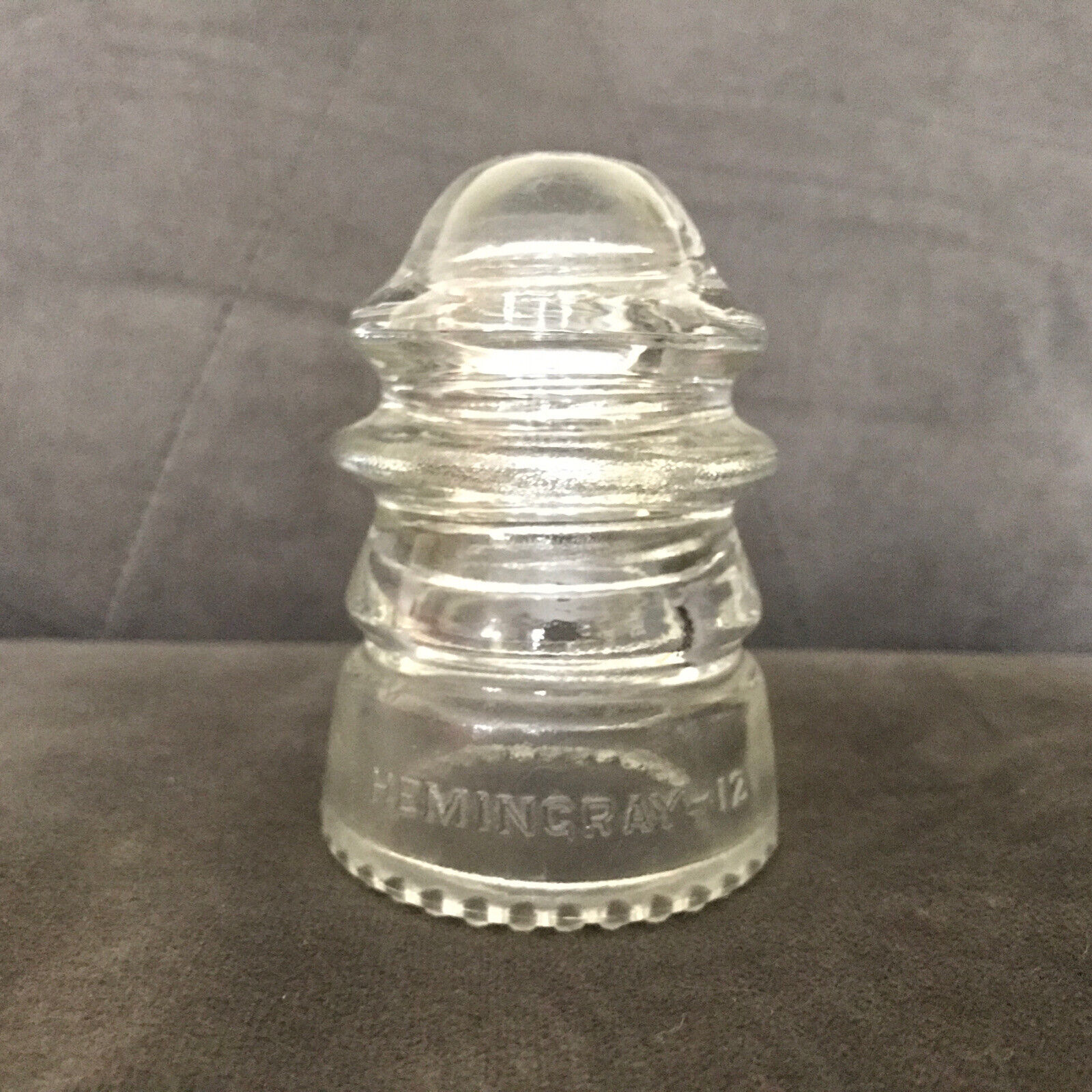 Vintage Small Clear Glass Hemingray Telephone Pole Insulator #12 USA 19-41