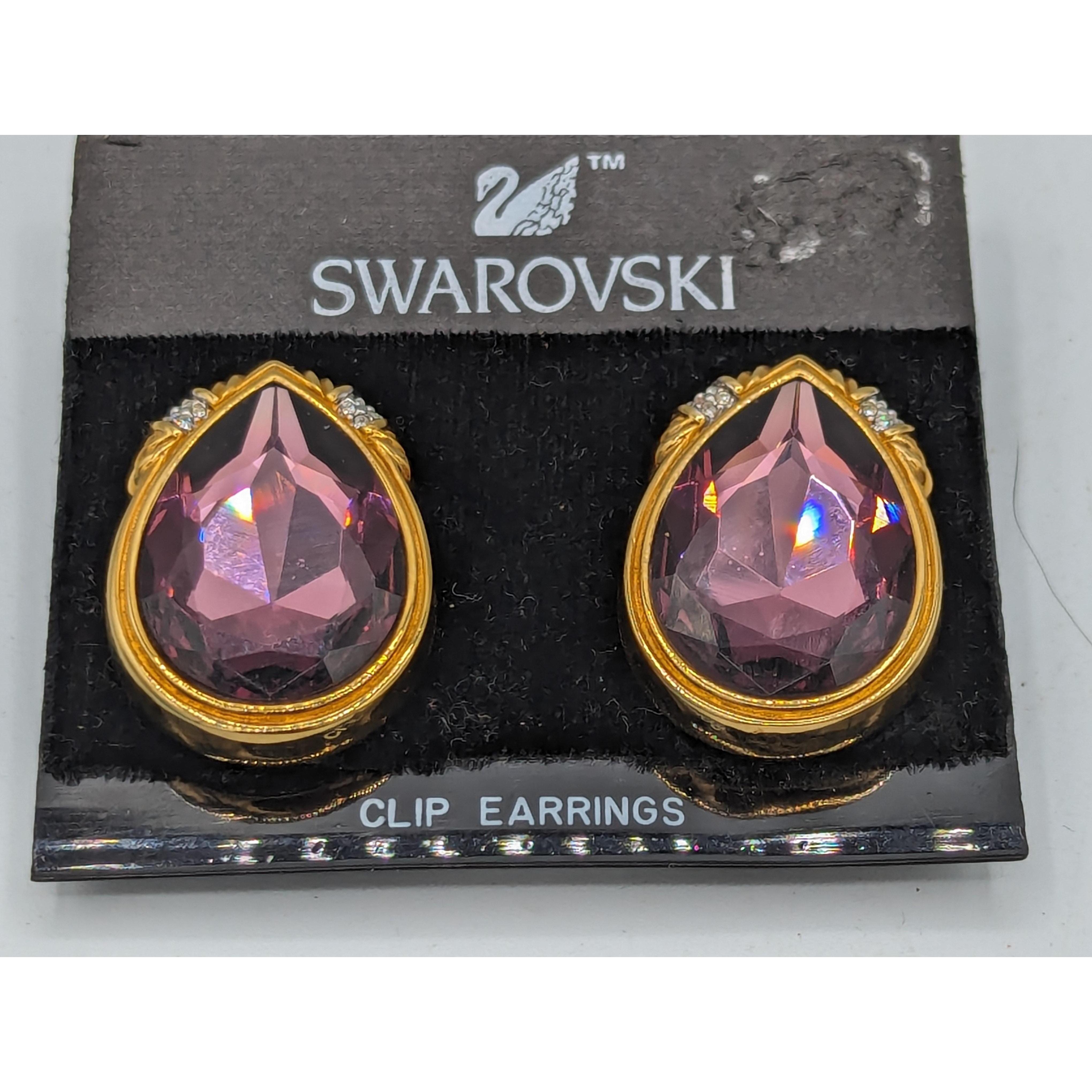 New Swarovski Vintage Deep Amethyst clip on earrings