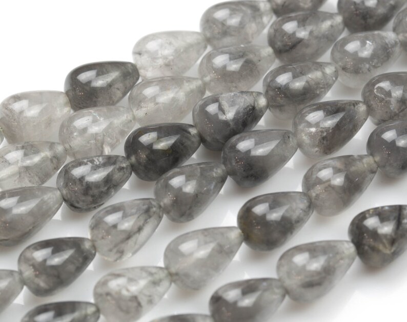 Natural Cloudy Quartz- Teardrop- Beads- 2 Sizes- Special Shape- Full ...