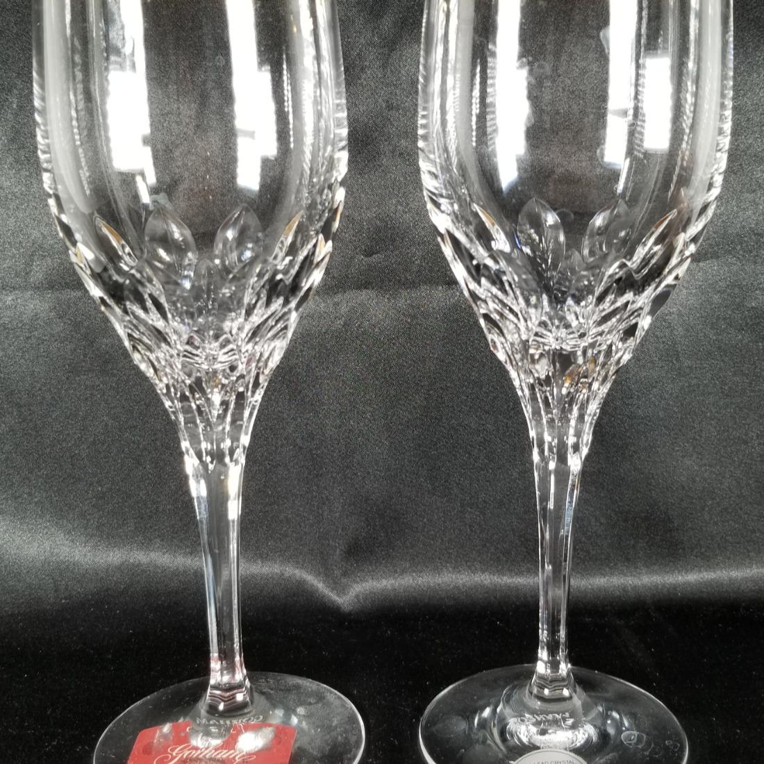 Vintage Gorham Crystal Diamond Gold Wine Glasses