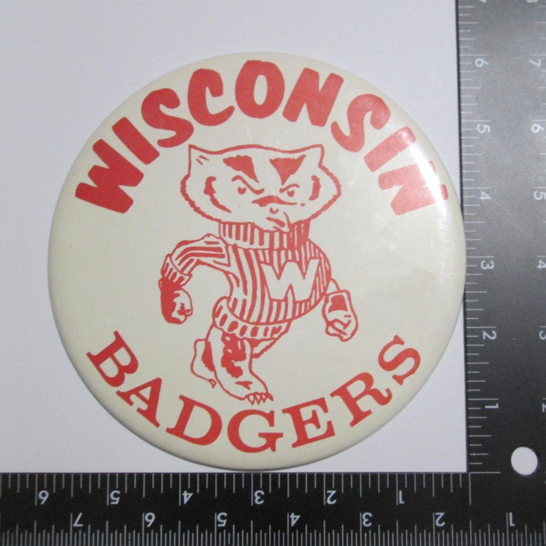 Vintage Wisconsin Badgers Giant Button Pin Standee 6 Inch Pinback