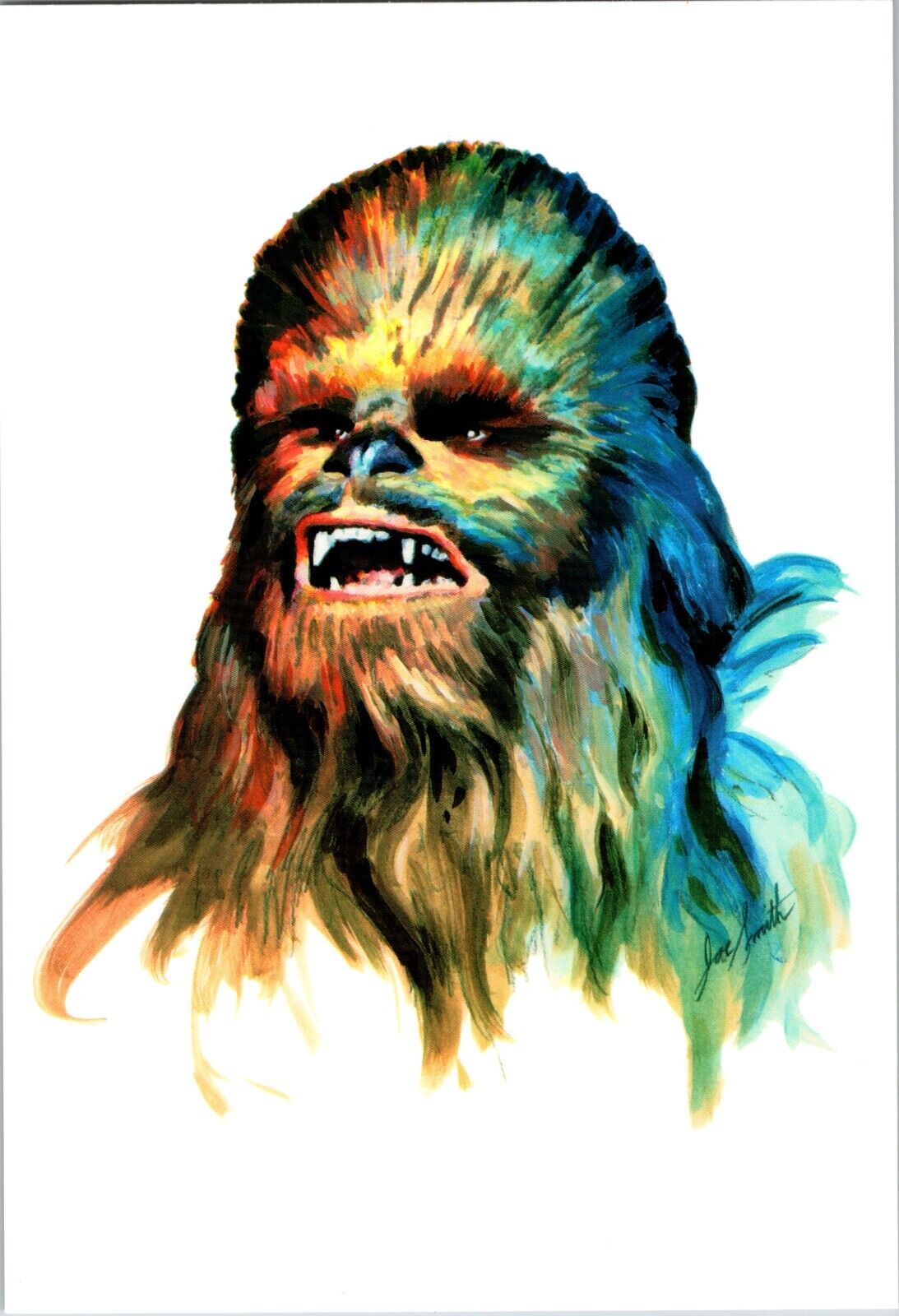 Postcard Chewbacca Wookie Portrait Star Wars Movie Artist Joe Smith ...