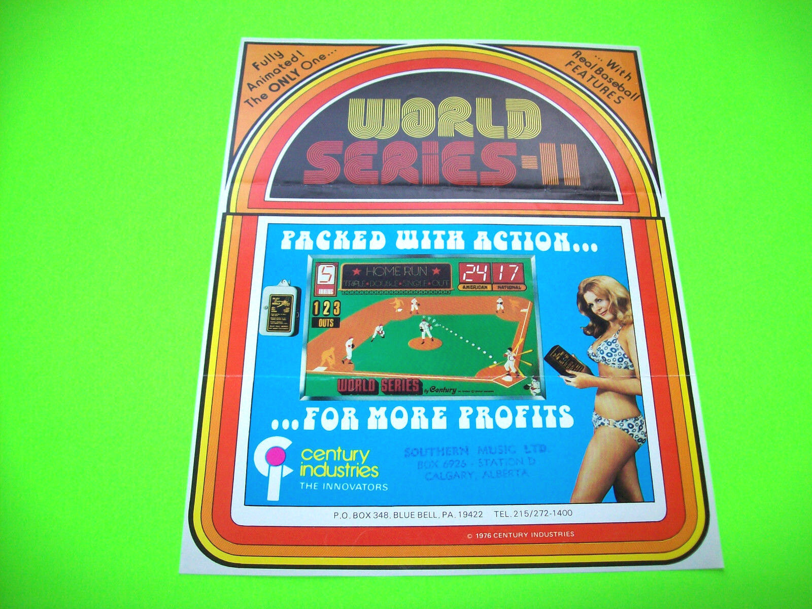 WORLD SERIES II Original 1976 Wall Remote Arcade Game Promo Sales Flyer ...