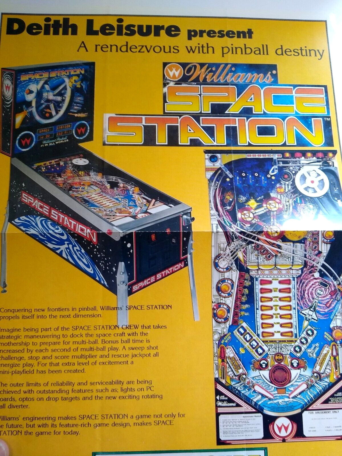 Space Station Original 1987 Pinball Machine Flyer Deith Leisure UK Rare ...
