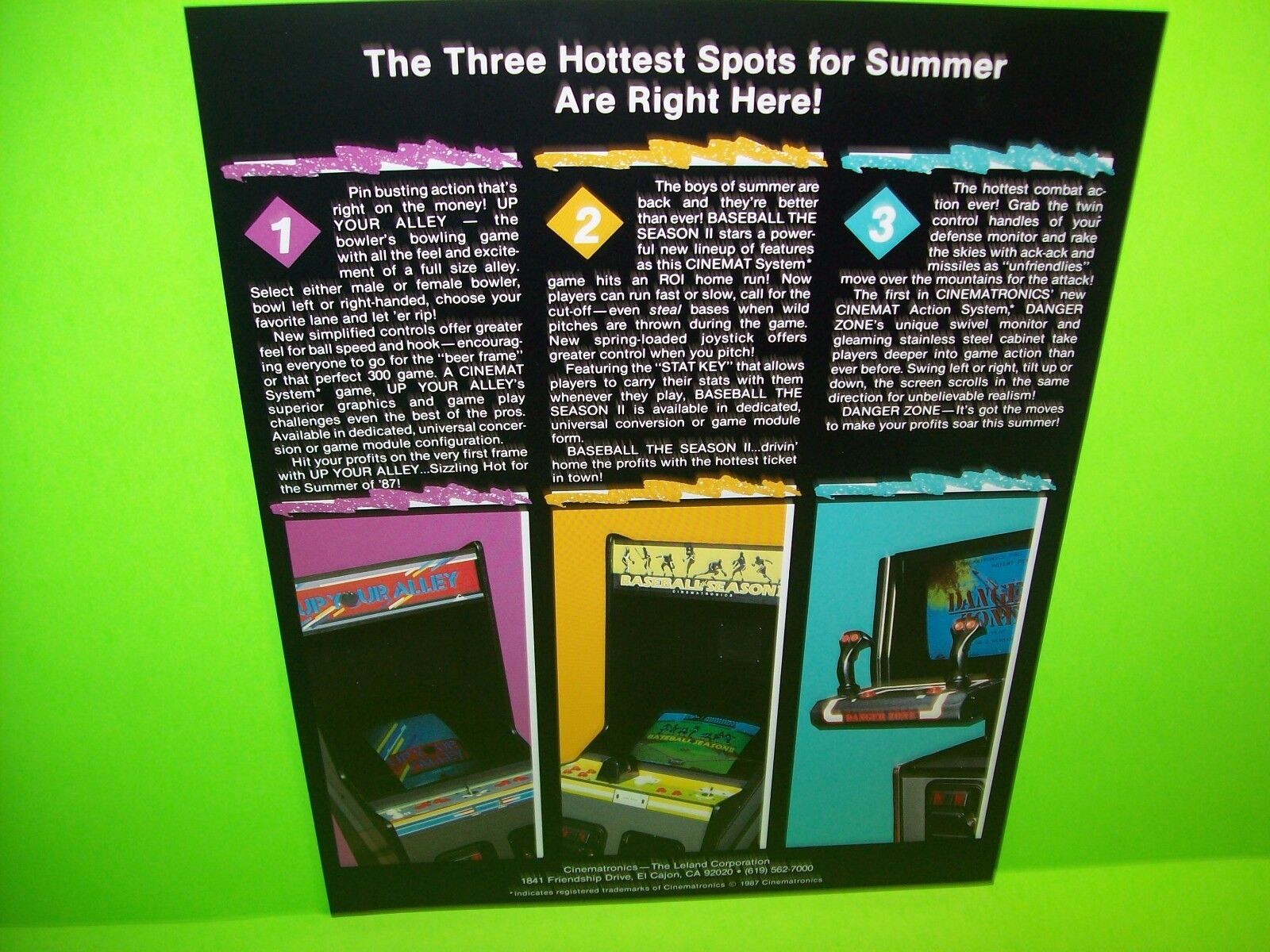 Up Your Alley Danger Zone Original Video Arcade Game Sales Flyer ...
