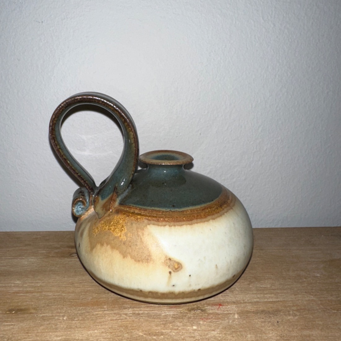 Vintage Chamberlain Pottery Clear Lake Iowa Clay Oil Lamp Signed