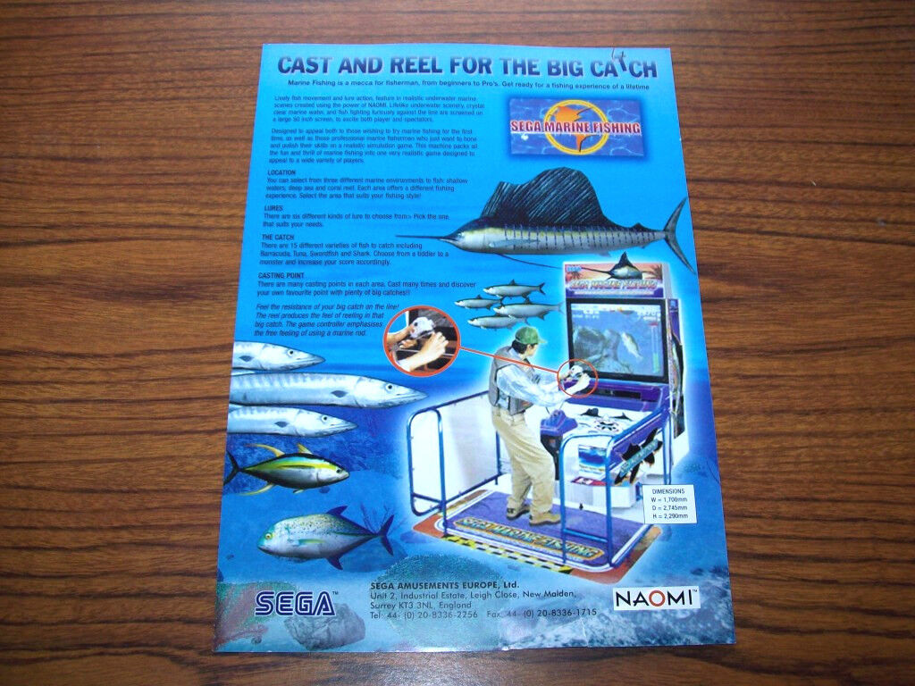 MARINE FISHING 2000 ORIGINAL VIDEO ARCADE GAME SALES FLYER Vintage ...