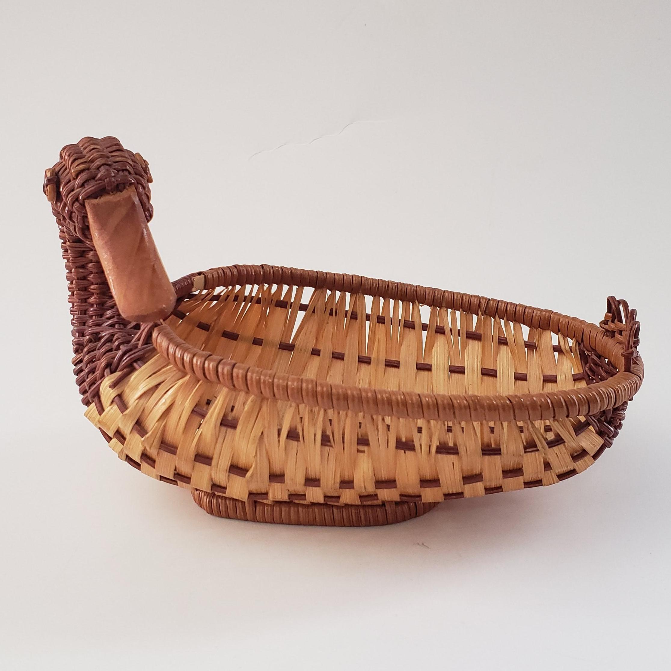 Rattan And Wood Duck Basket