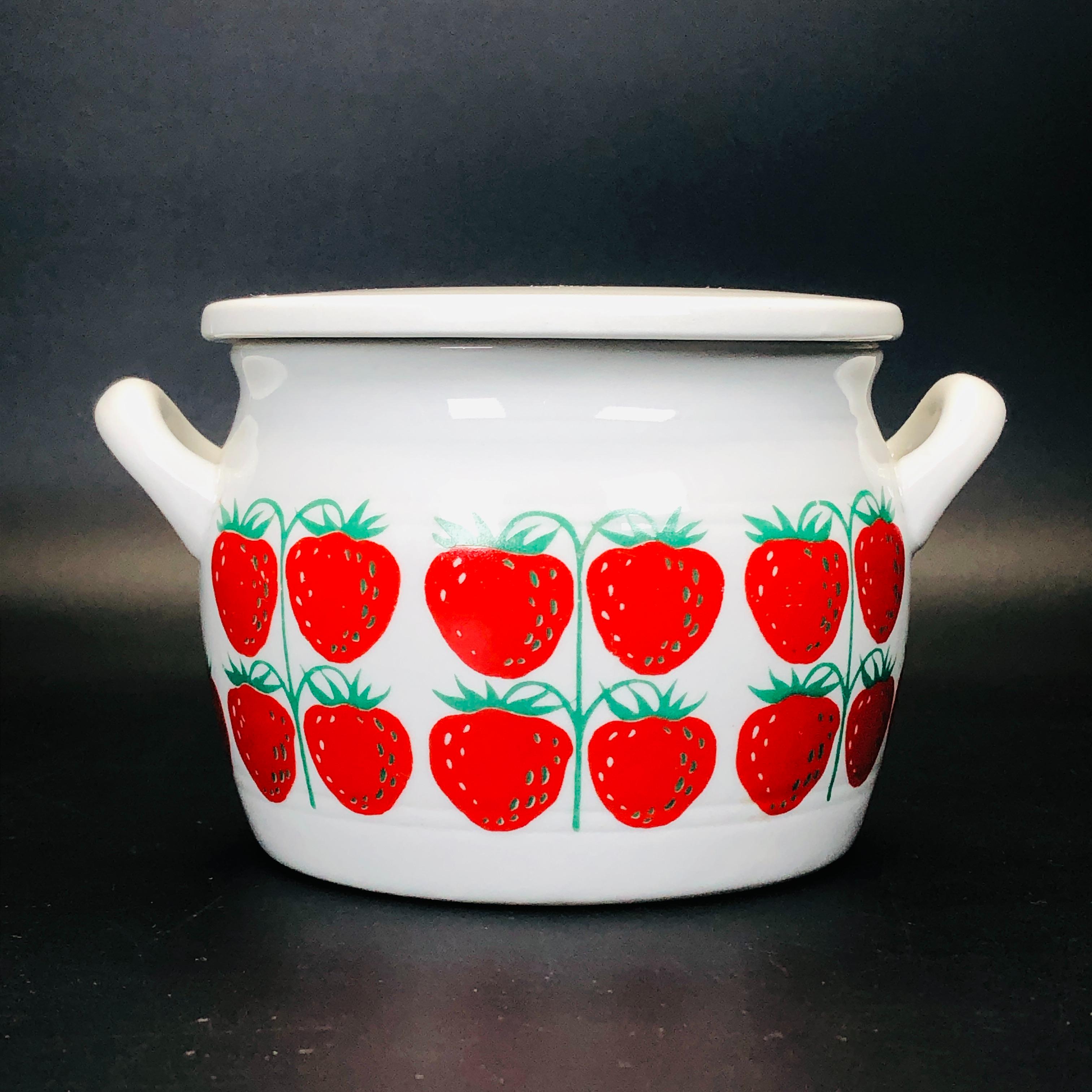 60s Arabia Finland POMONA Red Strawberry Lidded Jam Jar 1-66 Double ...