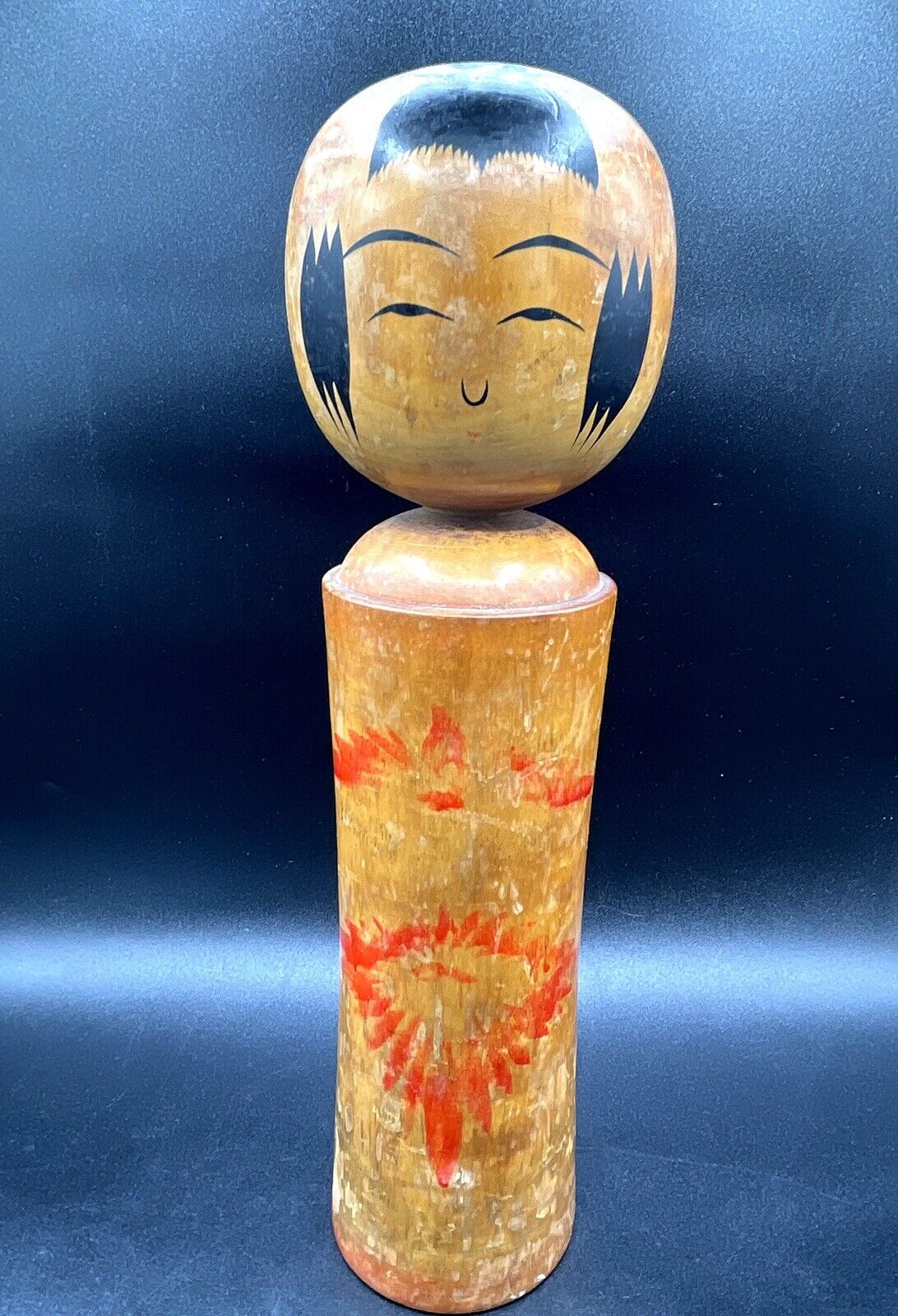 020 Vtg Large 13.5" Sakunami Style Kokeshi Doll Signed Handcrafted Wood