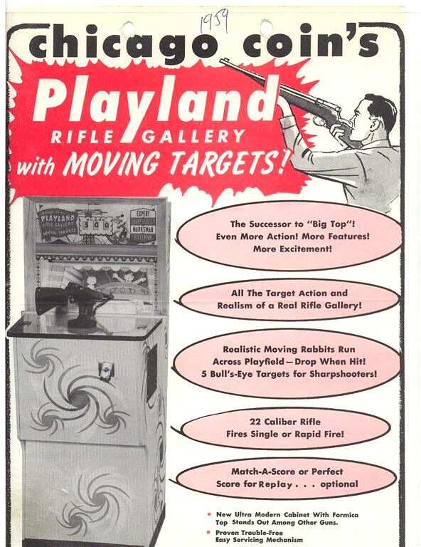 Playland Arcade Flyer Original 1959 Chicago Coin Moving Target Game Art ...