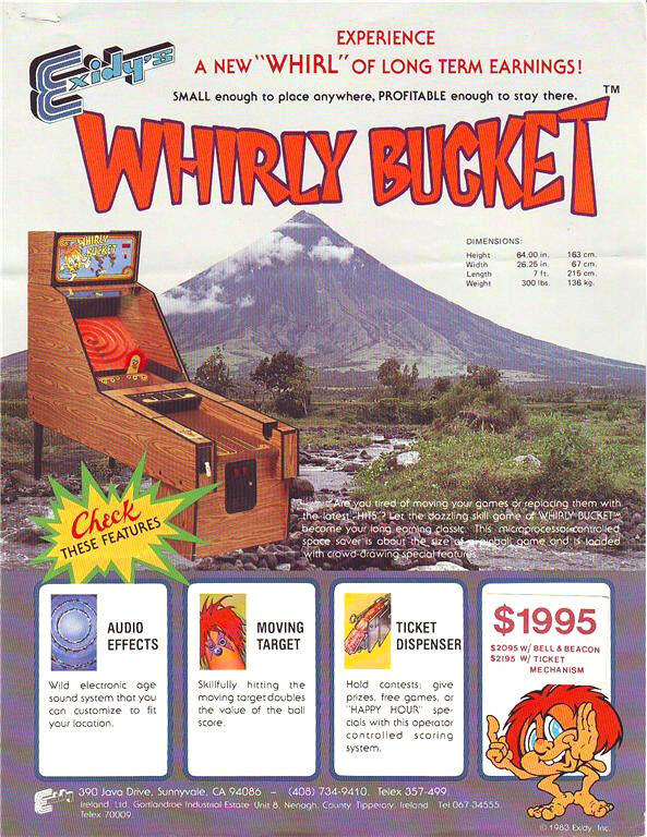 WHIRLY BUCKET 1983 ORIGINAL VIDEO ARCADE GAME MACHINE FLYER Vintage ...