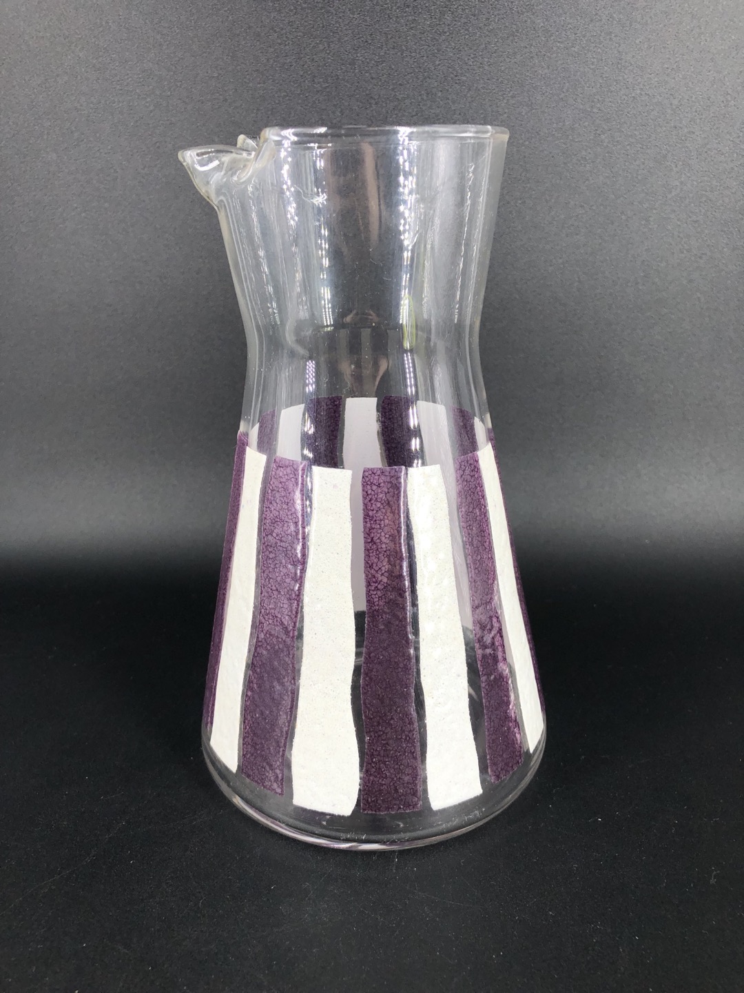 Vintage Libbey Purple & White Striped Glass Cocktail Pitcher