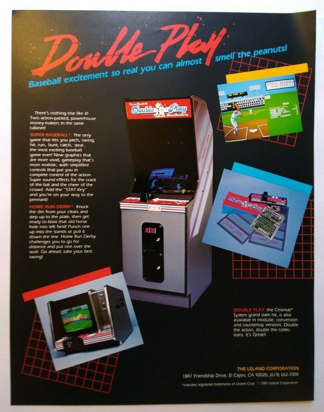 Double Play Arcade FLYER Original Video Game Vintage Retro Baseball 1987