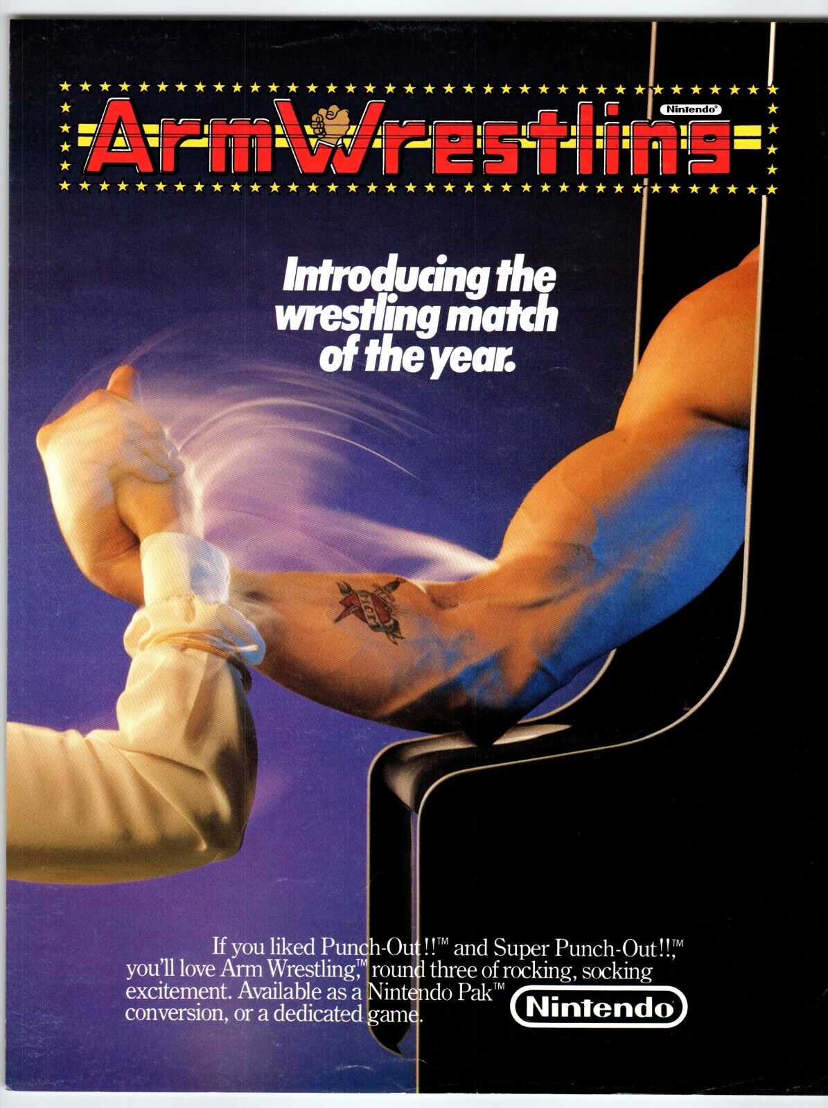 Arm Wresting Arcade Game FLYER Original 1985 Retro Video Game Double ...