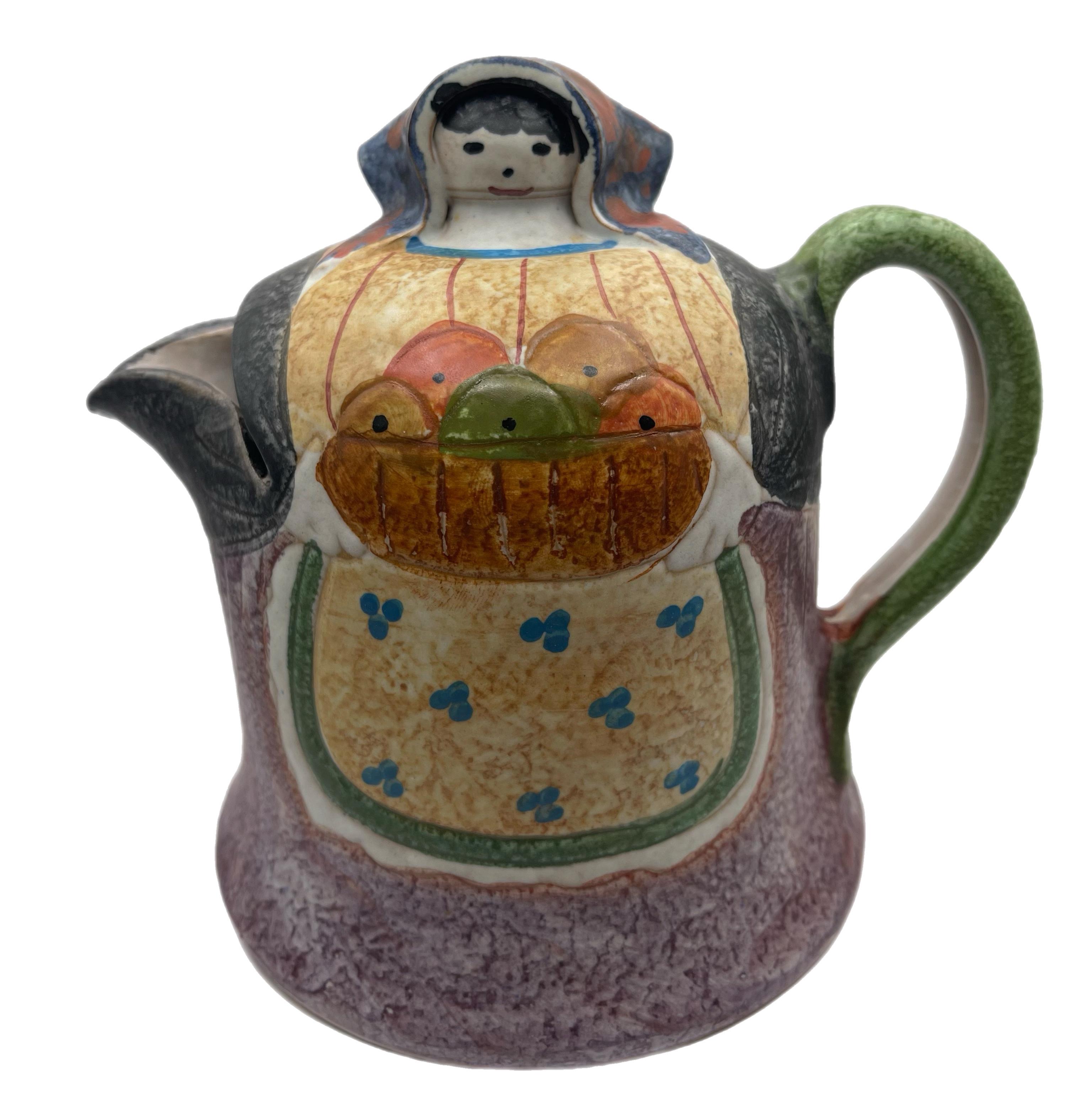 Vintage Hand-Painted Italian Pottery Lady Pitcher - Mod Dep