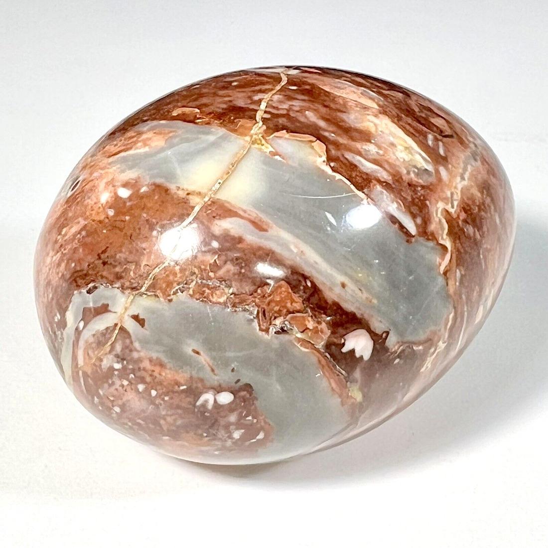 Vintage Marble Stone Egg Shaped Stone Paperweight Pink Brown Made in ...