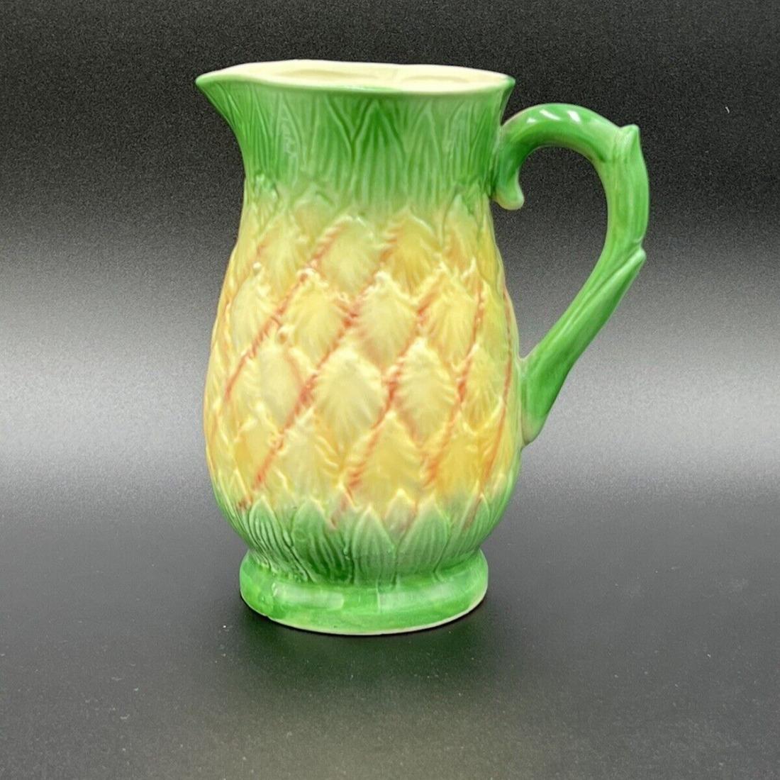 Vintage Majolica Style Pineapple Pitcher Japan