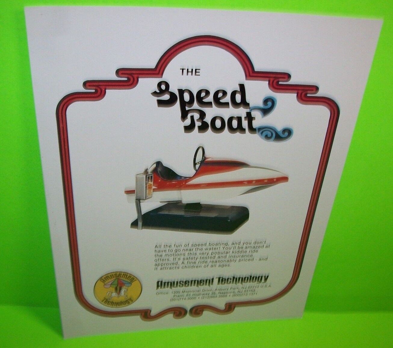 SPEED BOAT Original Kiddie Ride FLYER Promo Advertising Artwork ...