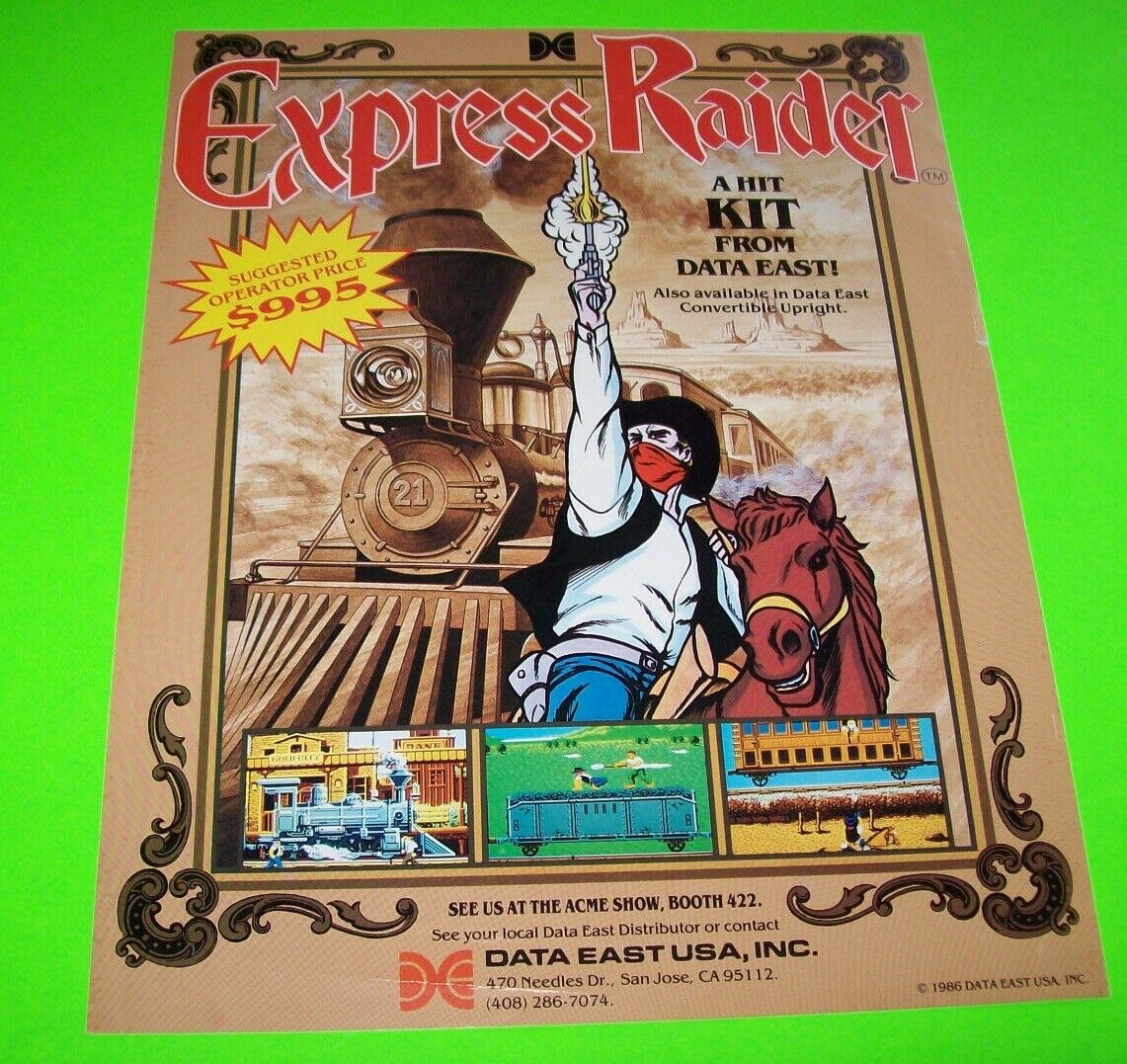 Express Raider Arcade FLYER Original Video Game Wild West Art 1986 ...