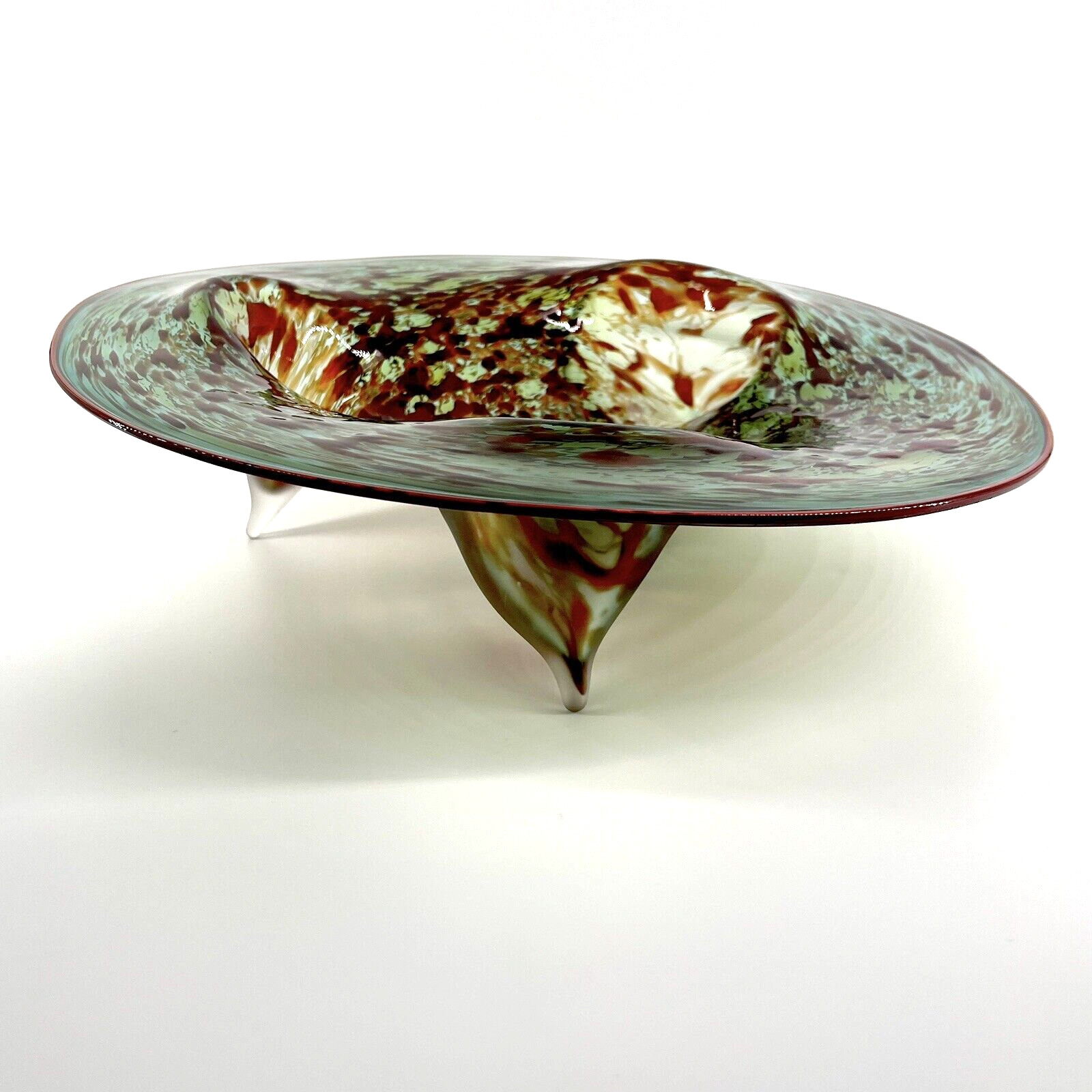 RARE SIGNED CHAD BALSTER 2008 “POD” GLASS BOWL 3 FOOTED STUDIO ART ...