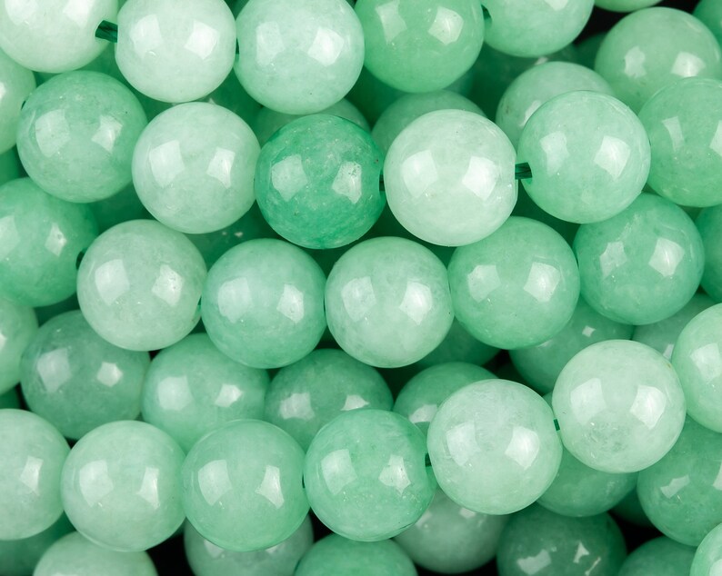 Green Angelite - JADE Smooth Round- 6mm 8mm 10mm 12mm-Full Strand 15.5 ...