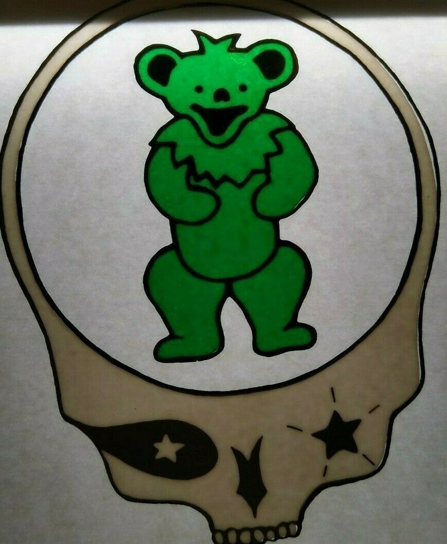 Grateful Dead Car Window Decal 1980s Green Dancing Bear Inside White ...