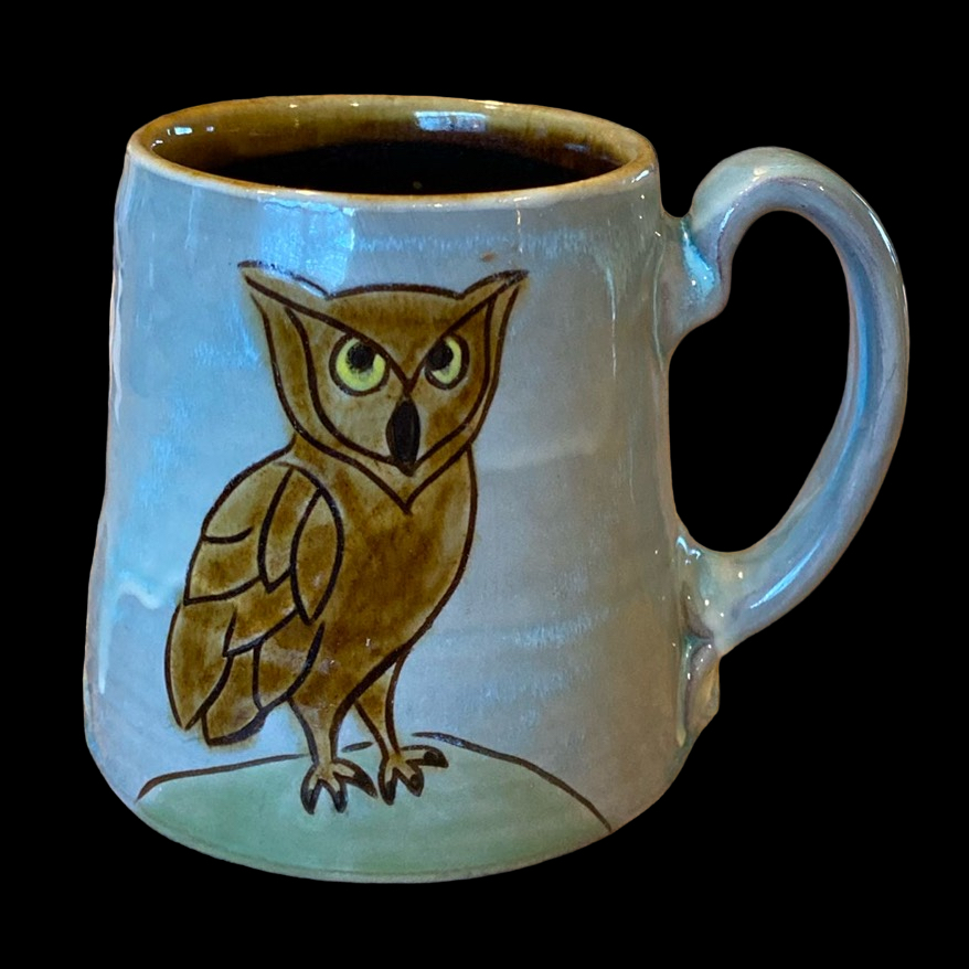 Studio Art Pottery Owl Coffee Mug by Courtney Long, USA (Beautiful!!)