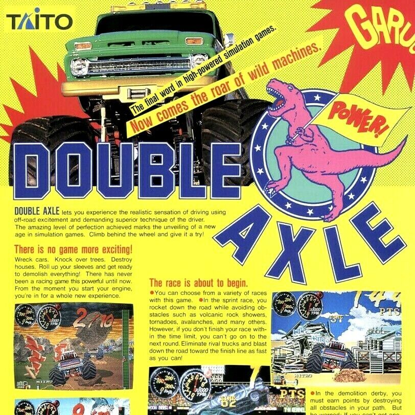 Double Axle Arcade FLYER Original NOS 1991 Video Game Monster Trucks ...