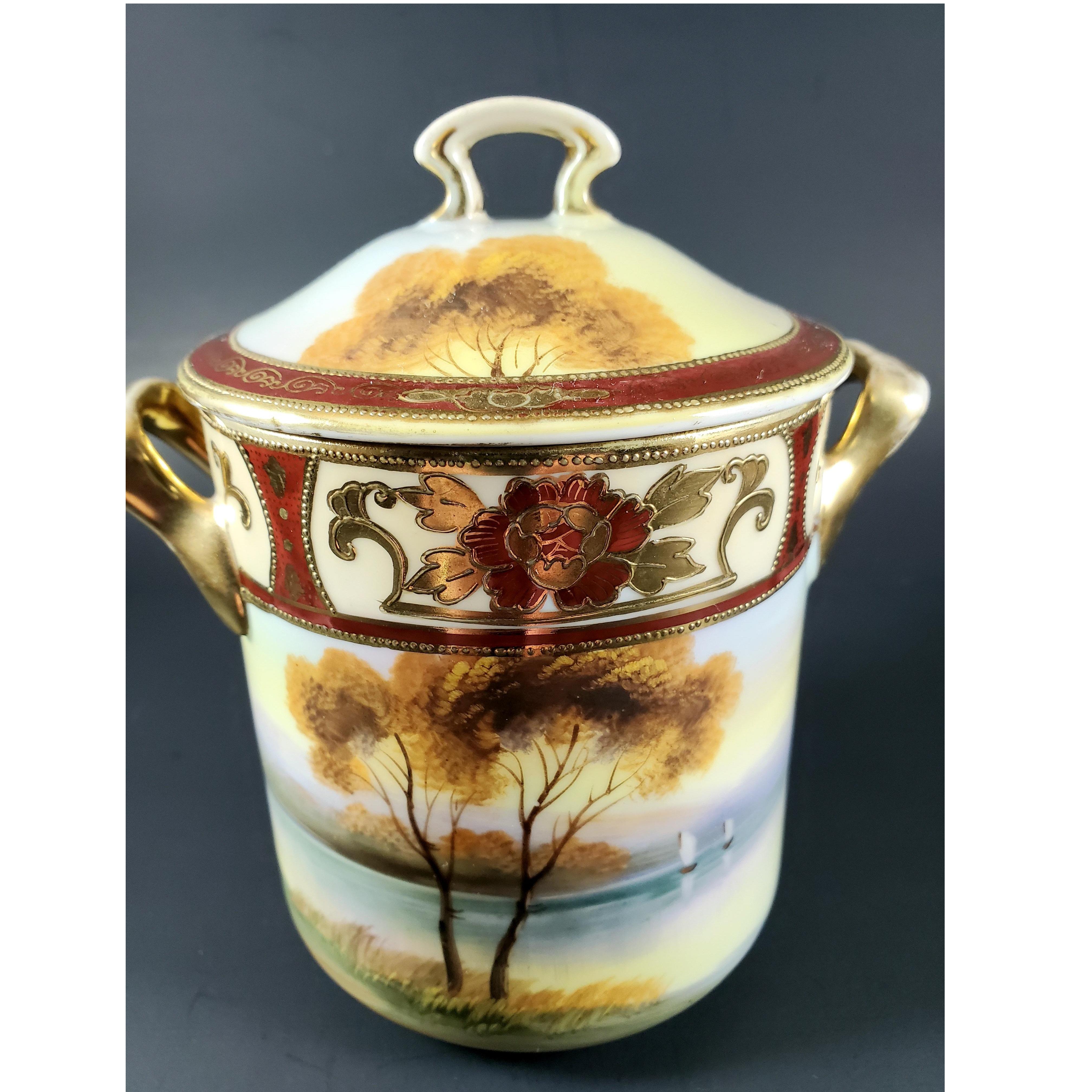 Vintage Noritake Porcelain Condensed/Evaporated Milk/Jam Jar Server ...