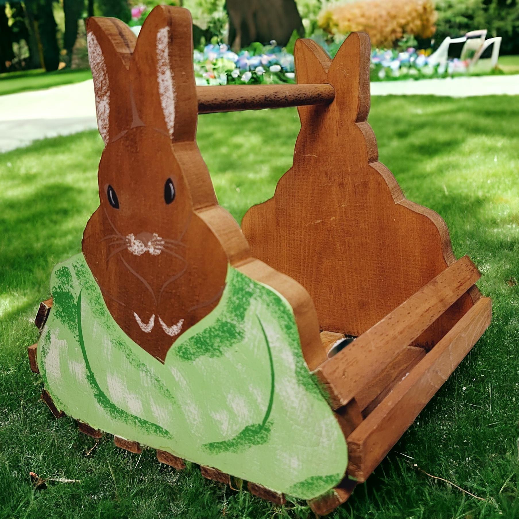 Vintage Sawmill Critters Wooden Easter Bunny Rabbit Basket