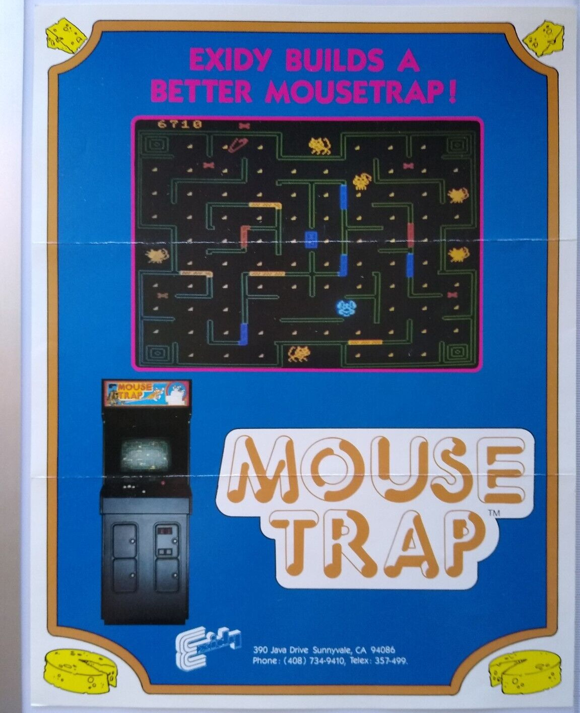 Mouse Trap Arcade Flyer Original Vintage Video Game Promo Retro Artwork ...
