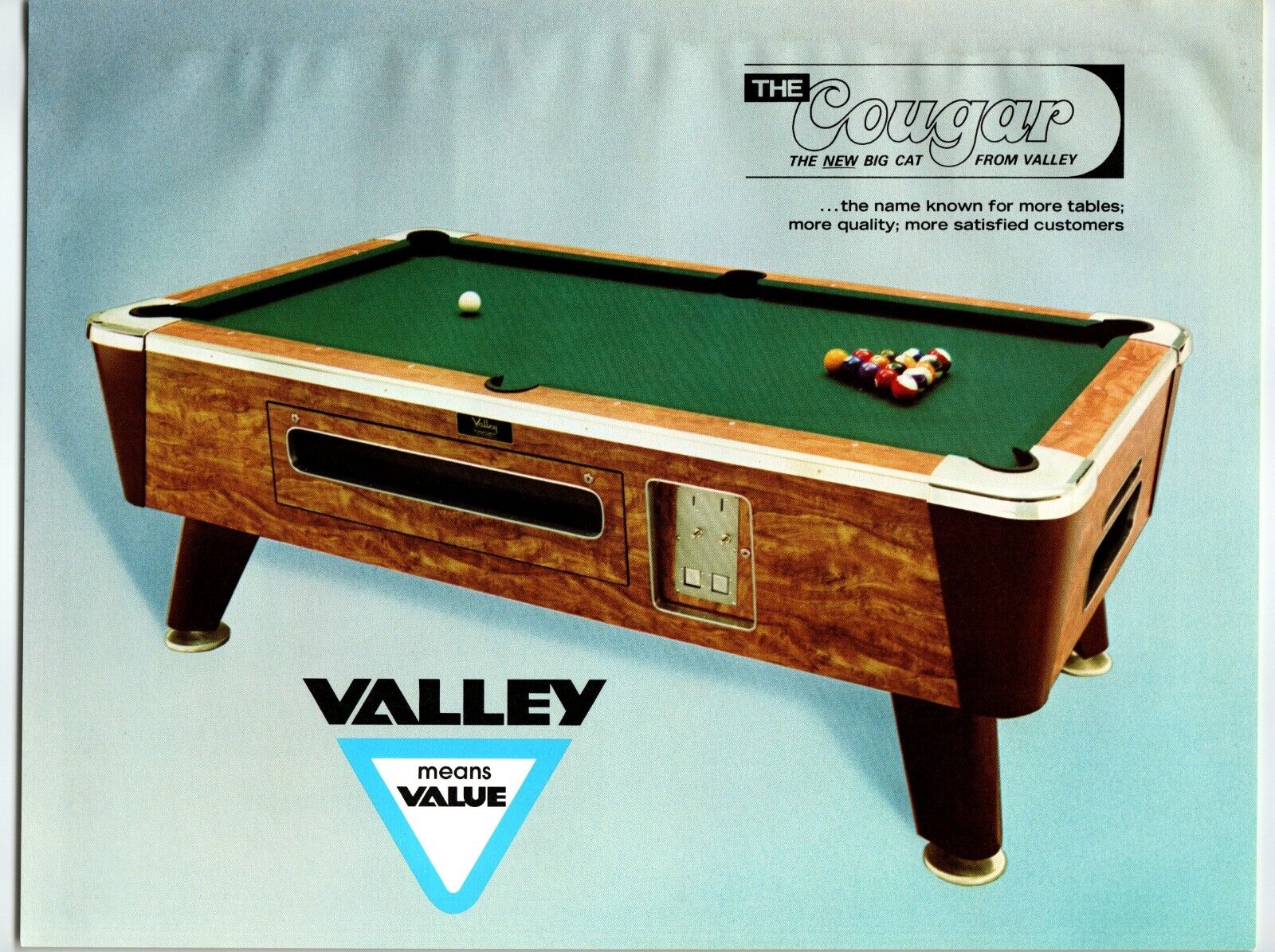 Valley Cougar Pool Table Billiards FLYER Original 8.5" x 11" Double ...