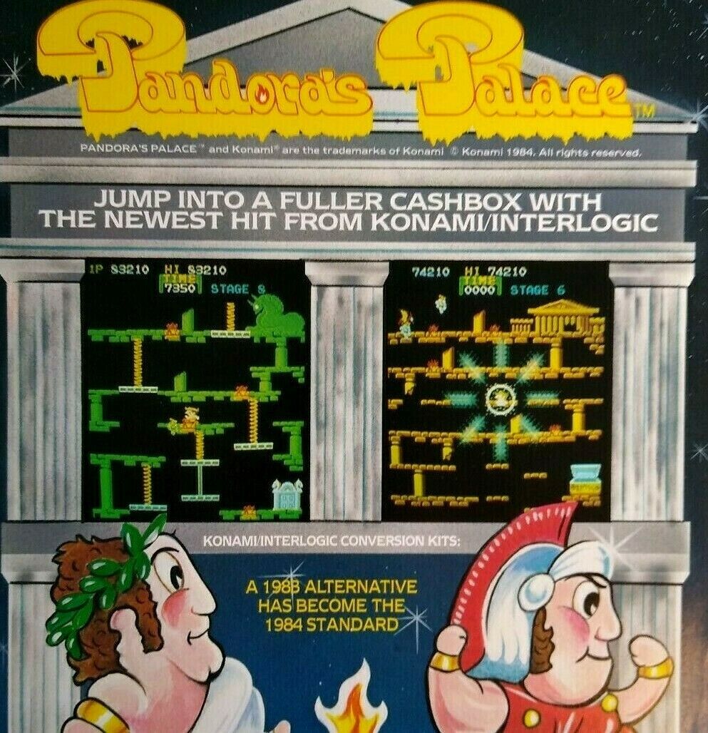 Pandoras Palace Arcade Flyer Original Retro Video Game Vintage Promo 1984