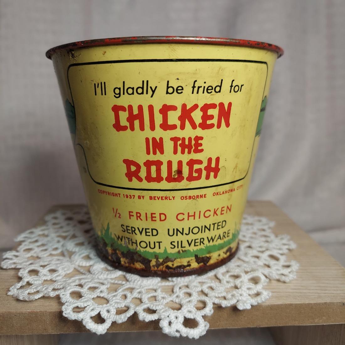 Chicken In The Rough Metal Food Container Copyright 1937 - Rusted ...