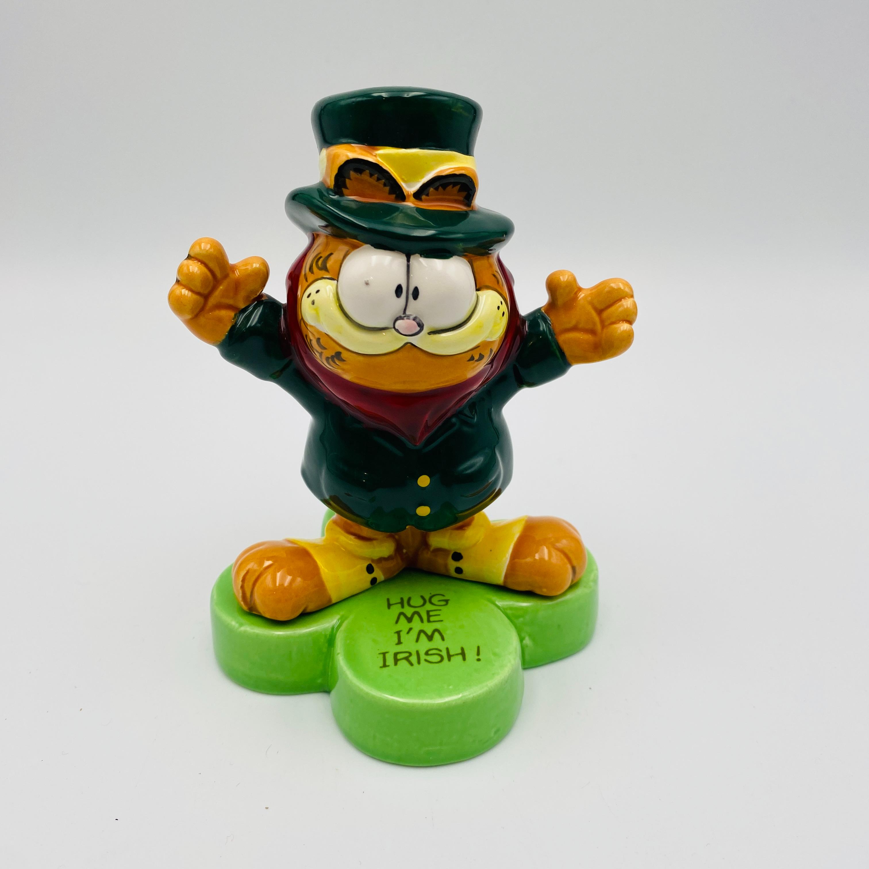 Vintage Garfield Enesco Hug Me I’m Irish St Patrick's Day Figurine 1981