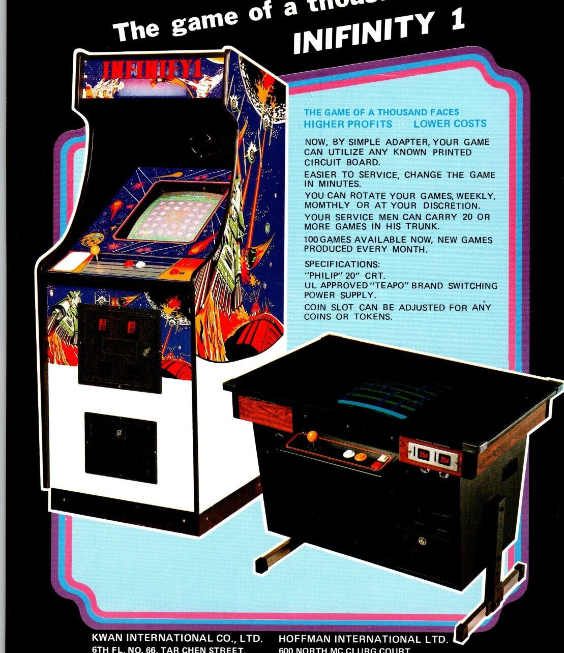 Inifinity 1 Arcade Flyer Original 1984 Video Game Promo Art Kwan Space ...