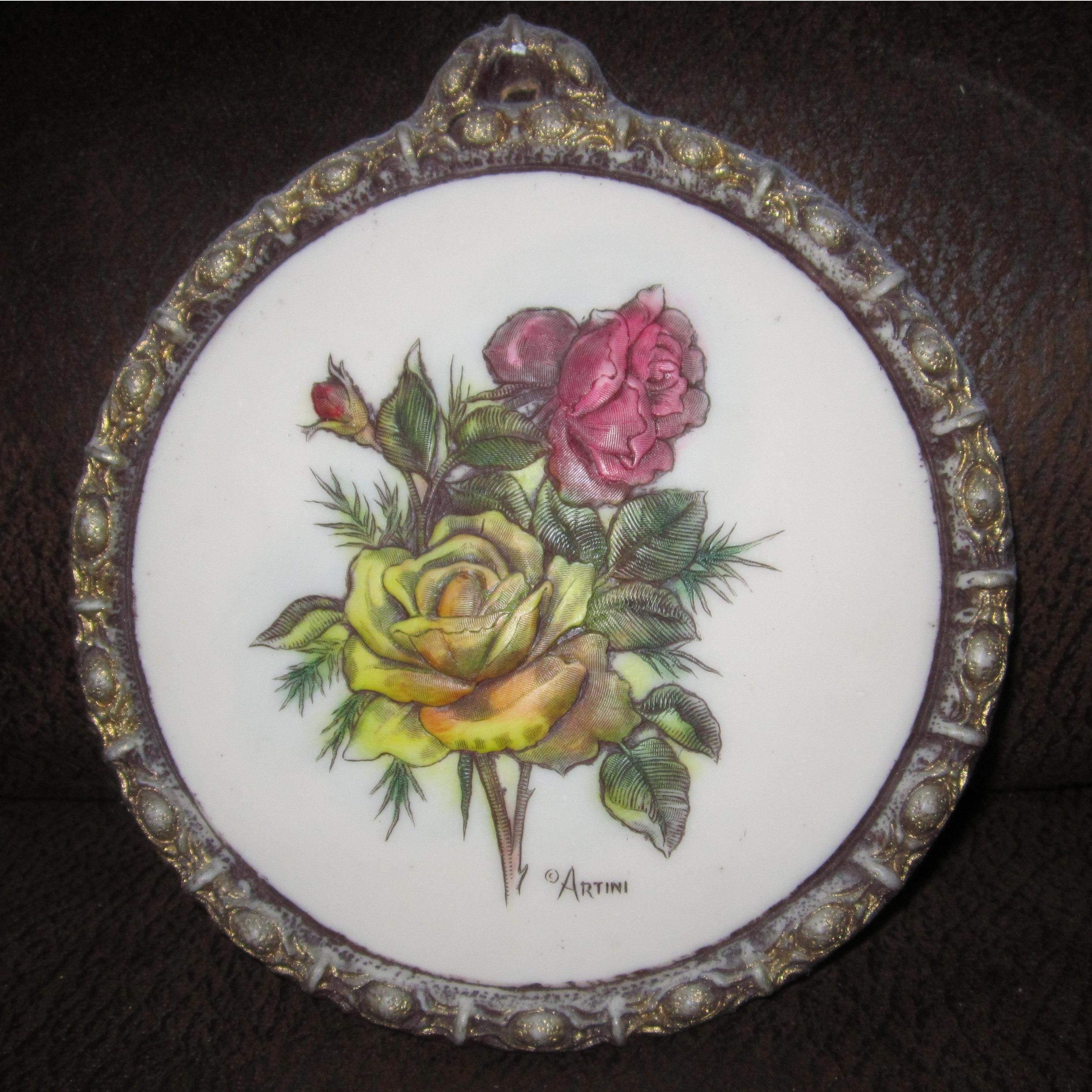 Vintage ARTINI Hand Painted Twin Etched 4D Sculptured Engraving Wall ...
