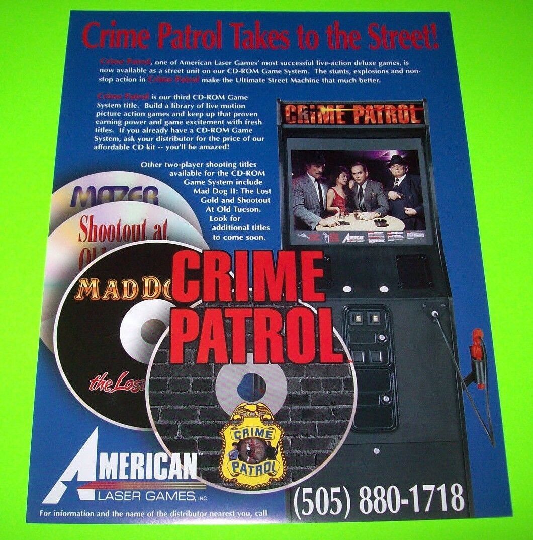 Crime Patrol Arcade Flyer Original NOS Promo Artwork American Laser ...