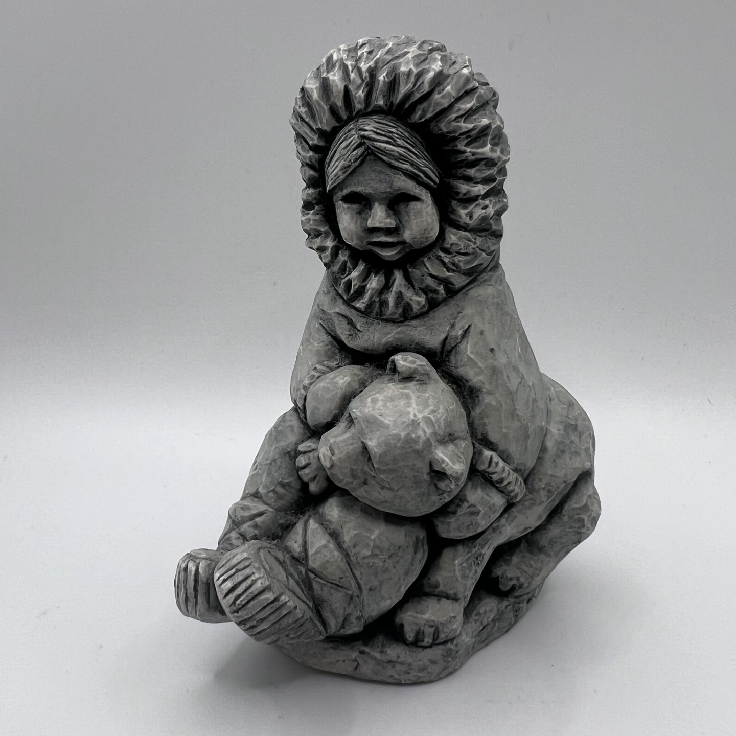 Vintage Glacial Ice Age Sculpture Alaska Eskimo And Bear by A.C.E.