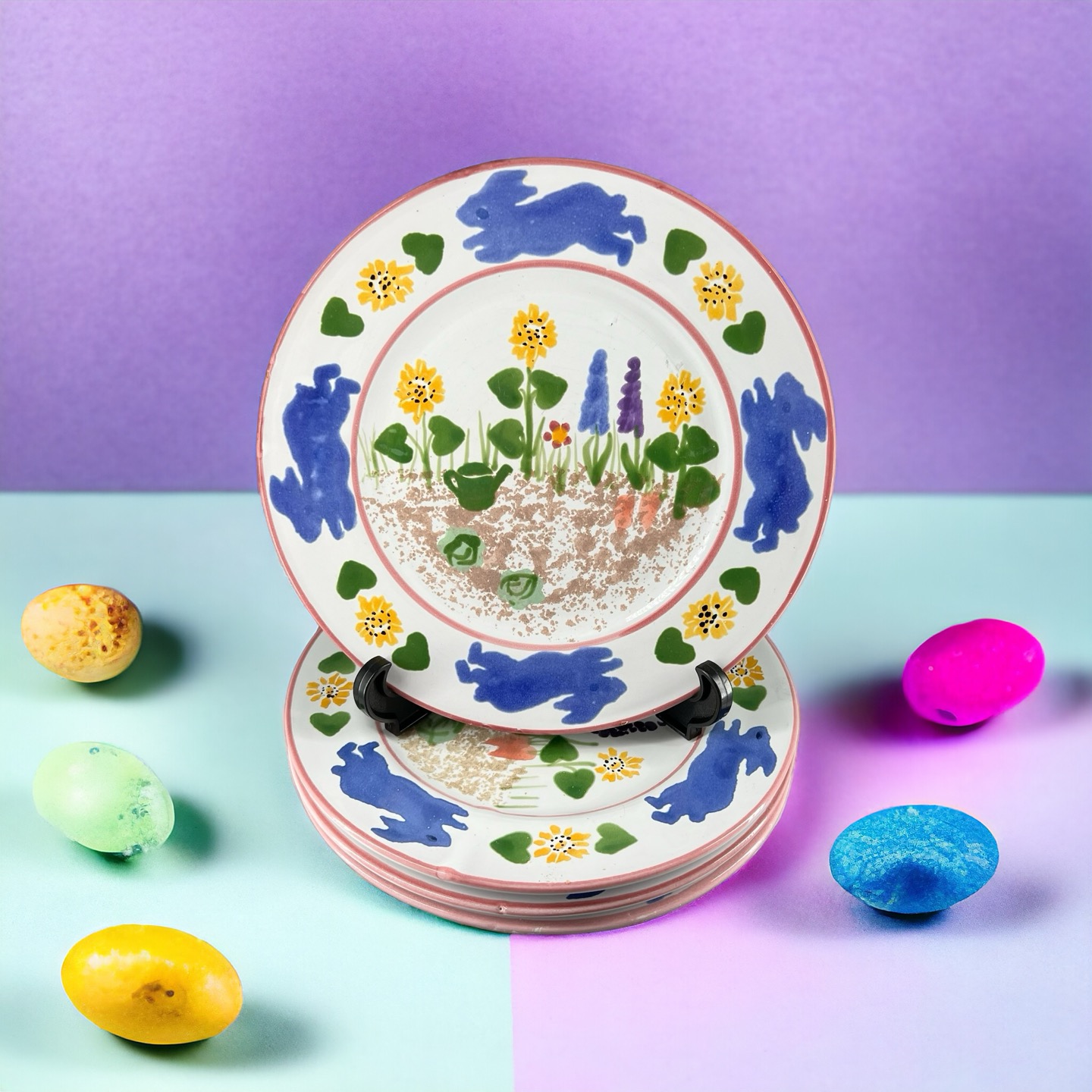 Mesa International Handcrafted Hungary Red Ware Garden Rabbits 4 ...